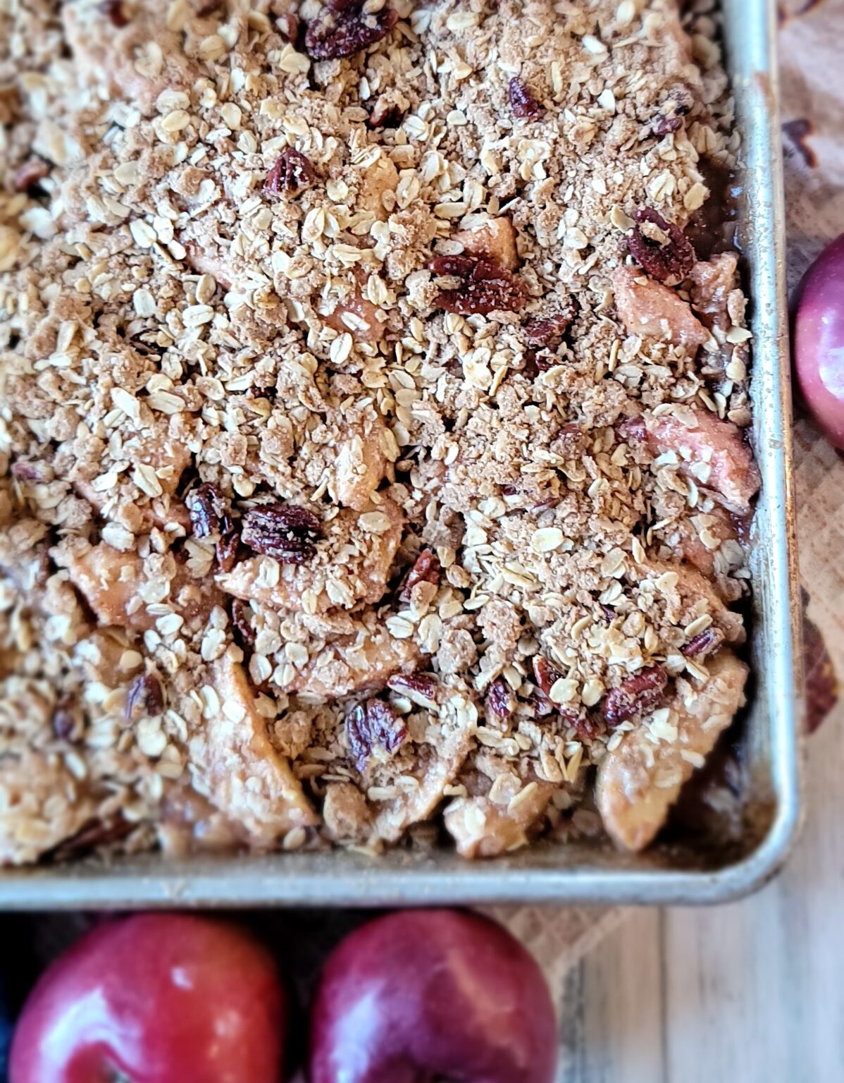 Sheet Pan Apple Cobbler with Pecan Crumble - Kosher Everyday