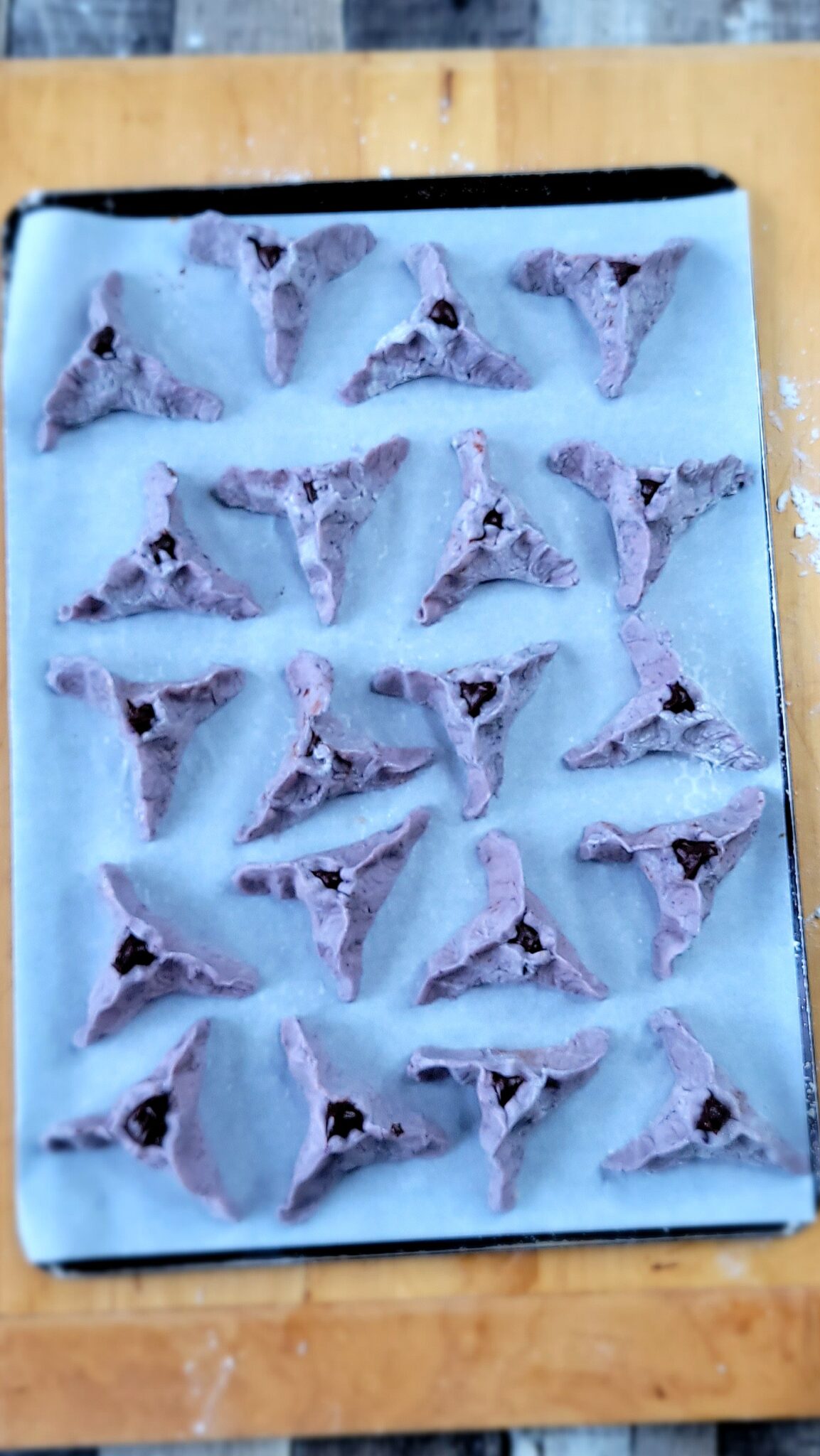 Purple Sweet Potato Hamentashen with Chocolate Orange Ganache - Kosher ...