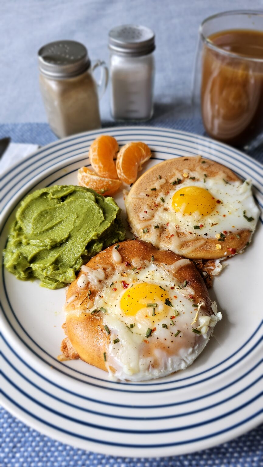 Cheesy Eggy Bagels with Avocado Mash - Kosher Everyday