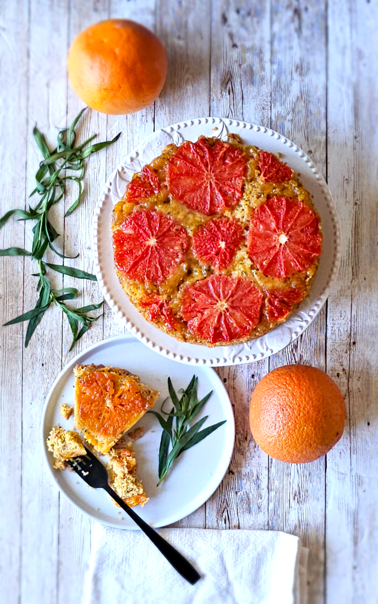 Grapefruit and Tarragon Upside Down Cake - Kosher Everyday