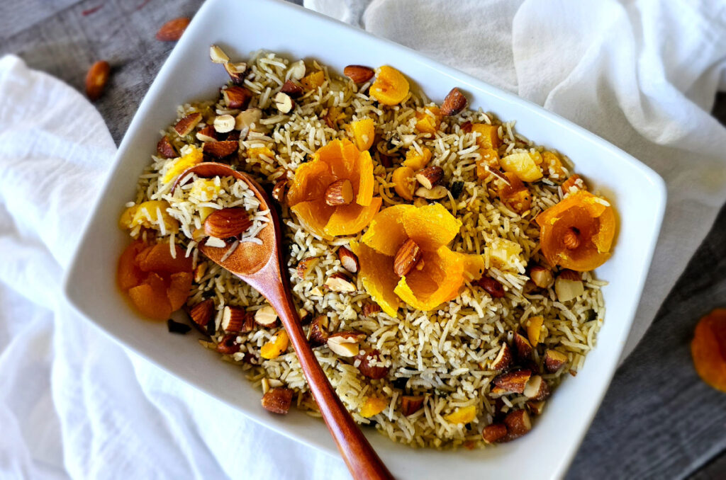 Smoked Rice with Apricots and Smoked Almonds - Kosher Everyday